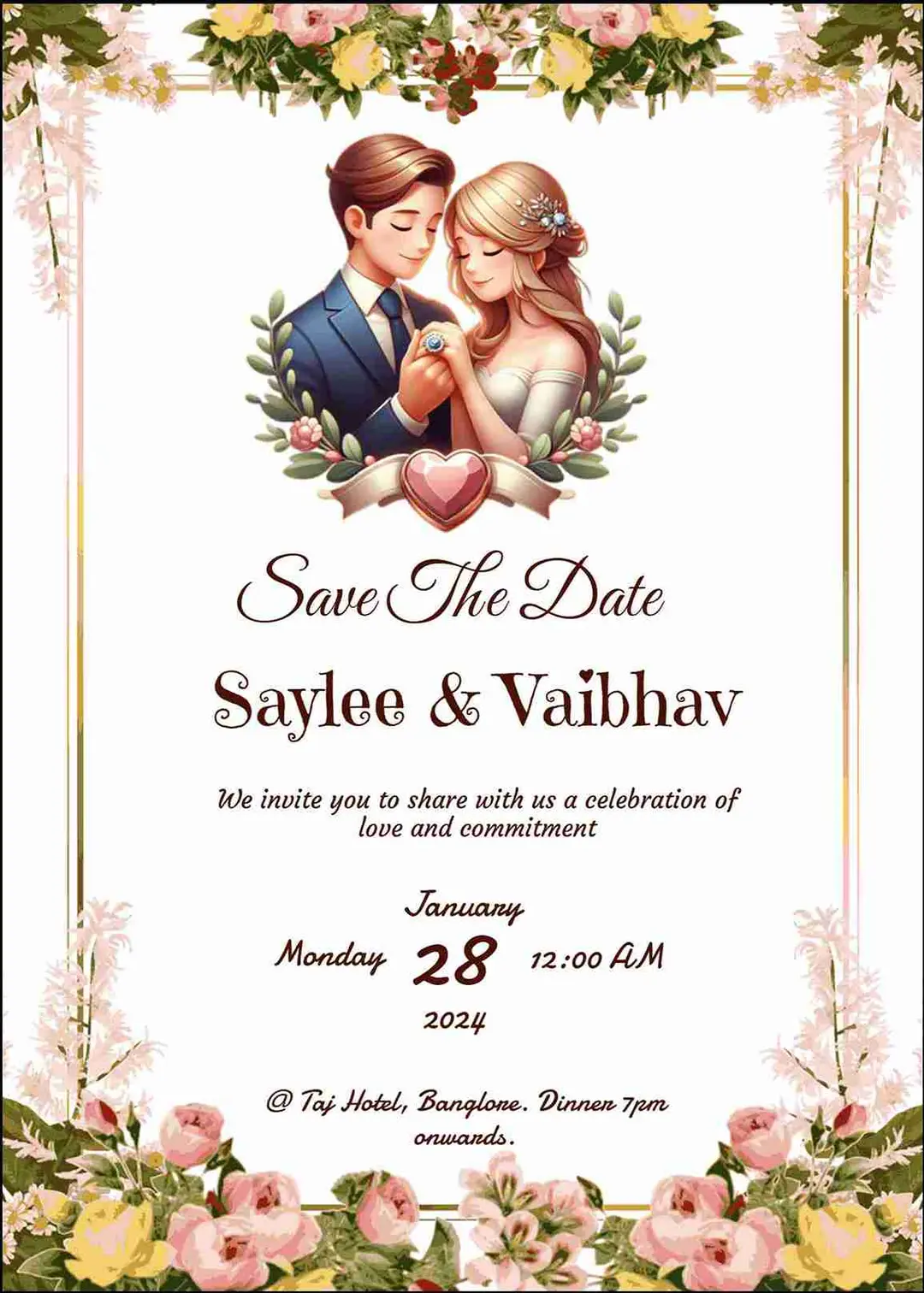 Free Editable Engagement Invitations + Name Editor Online