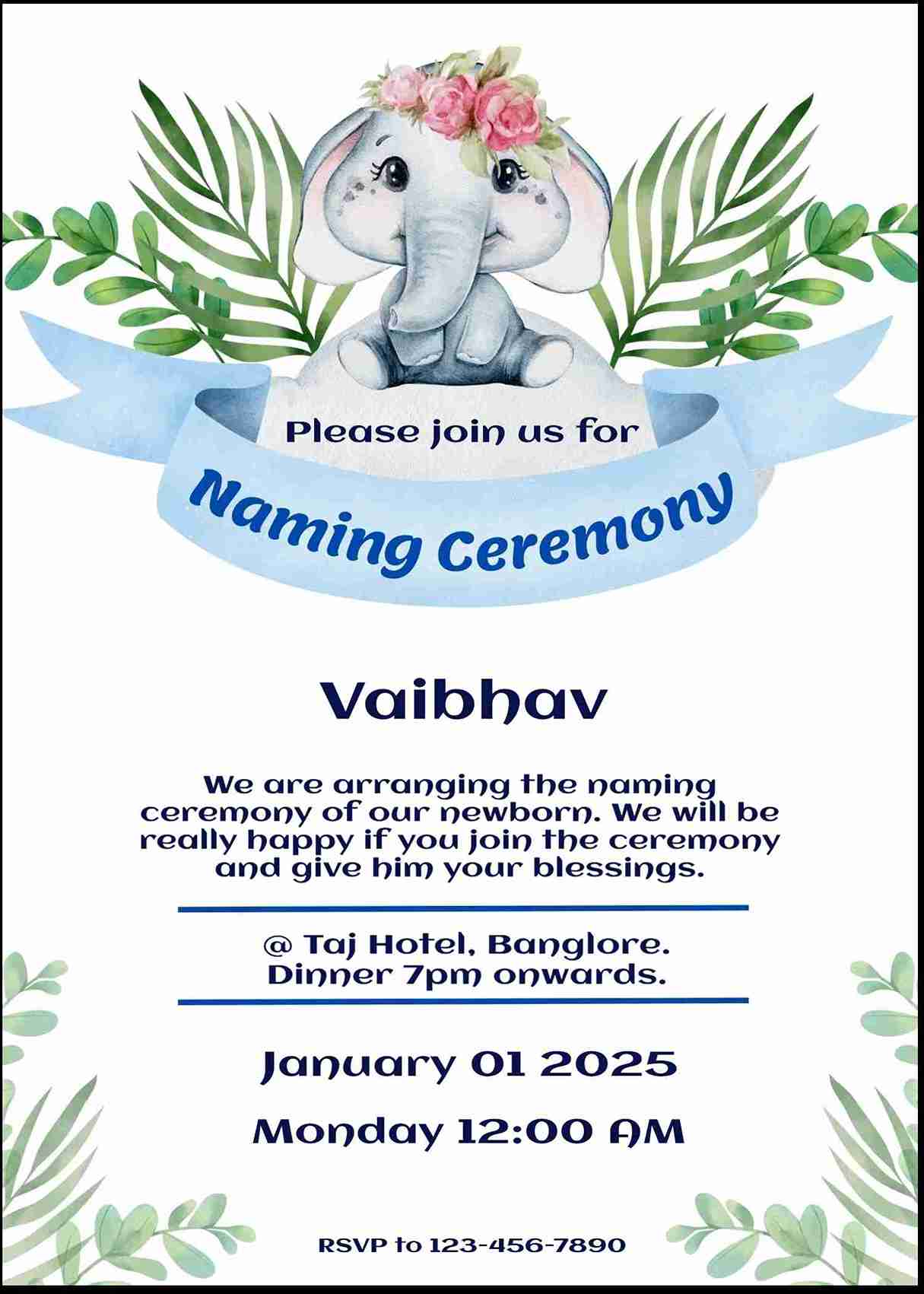 Free Naming Ceremony Invitation Card Maker | 35+ Editable Templates