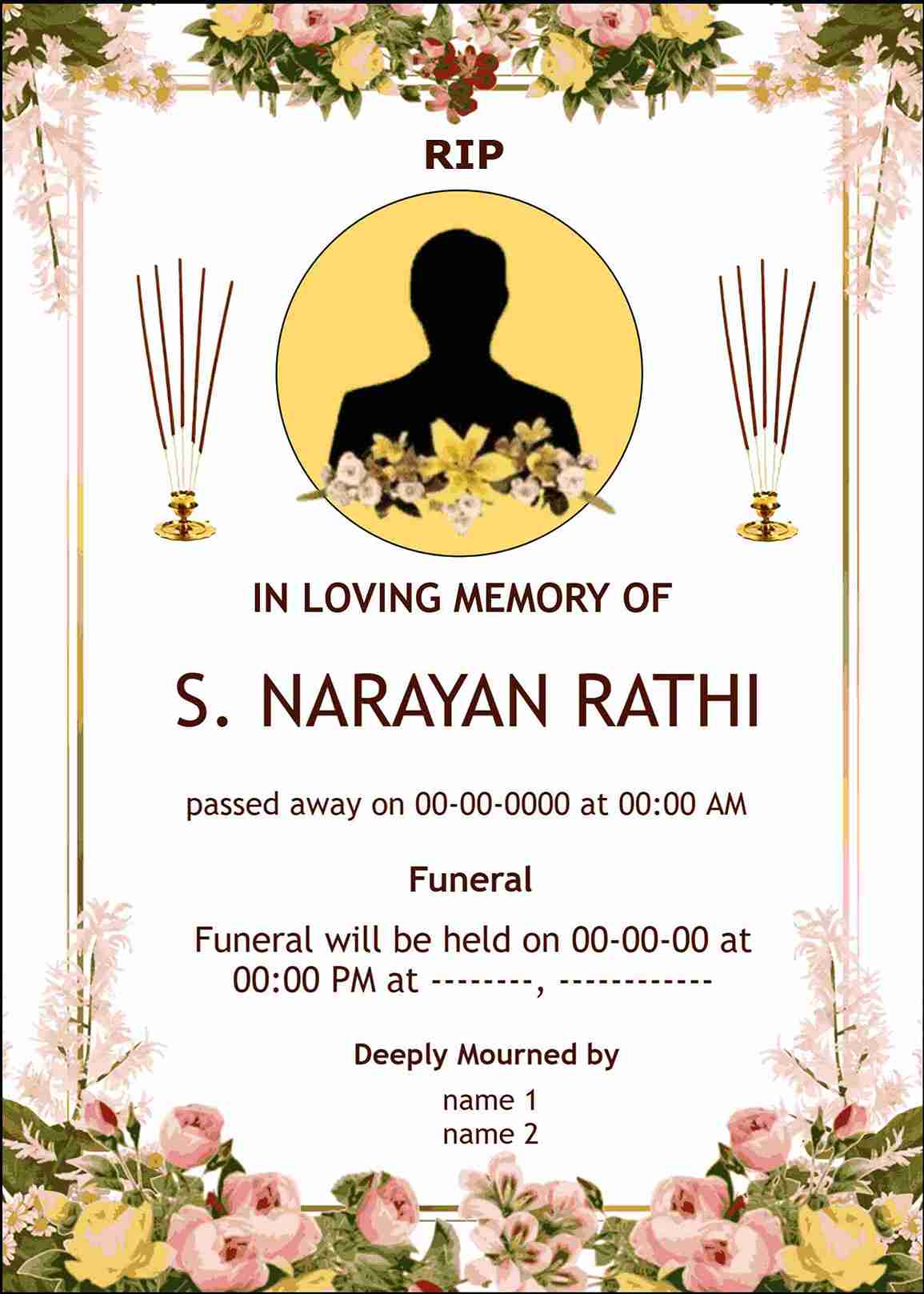 Free Death Announcement & RIP Templates – Editable, Printable Designs