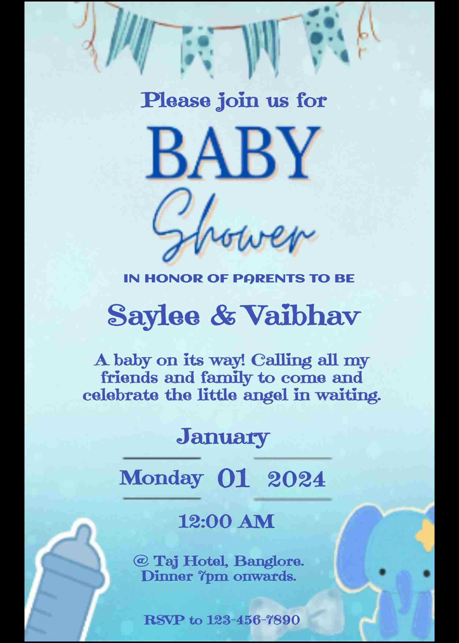 Cute and colorful baby shower invitation card - easyinvite