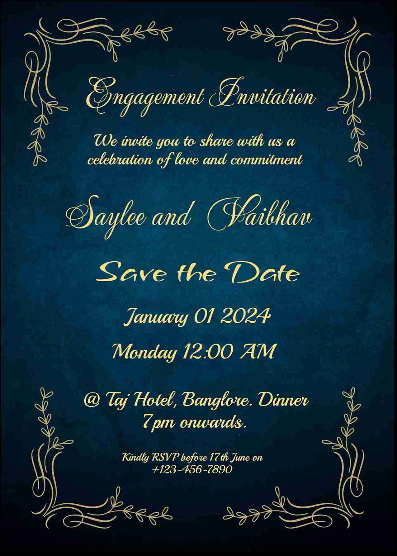 Create engagement invitation card for free