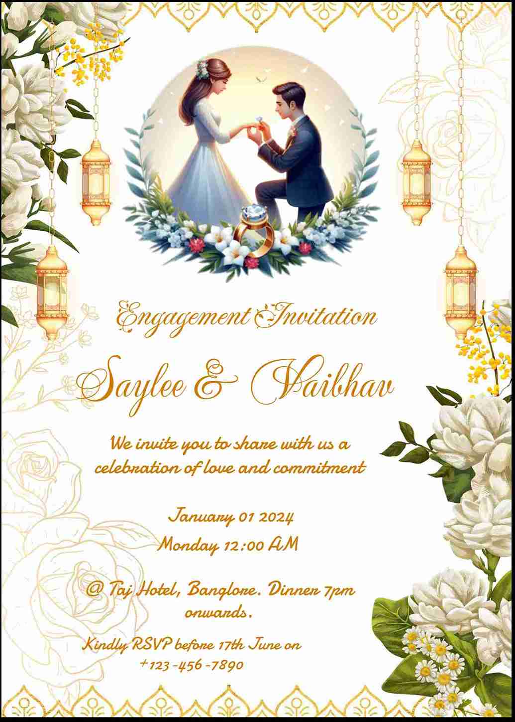 Elegant engagement invitation - free name editing!