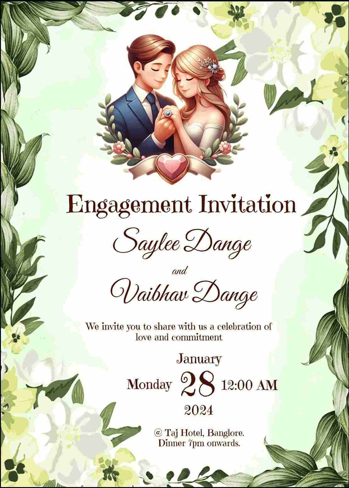 Simple engagement invitation - edit and print!