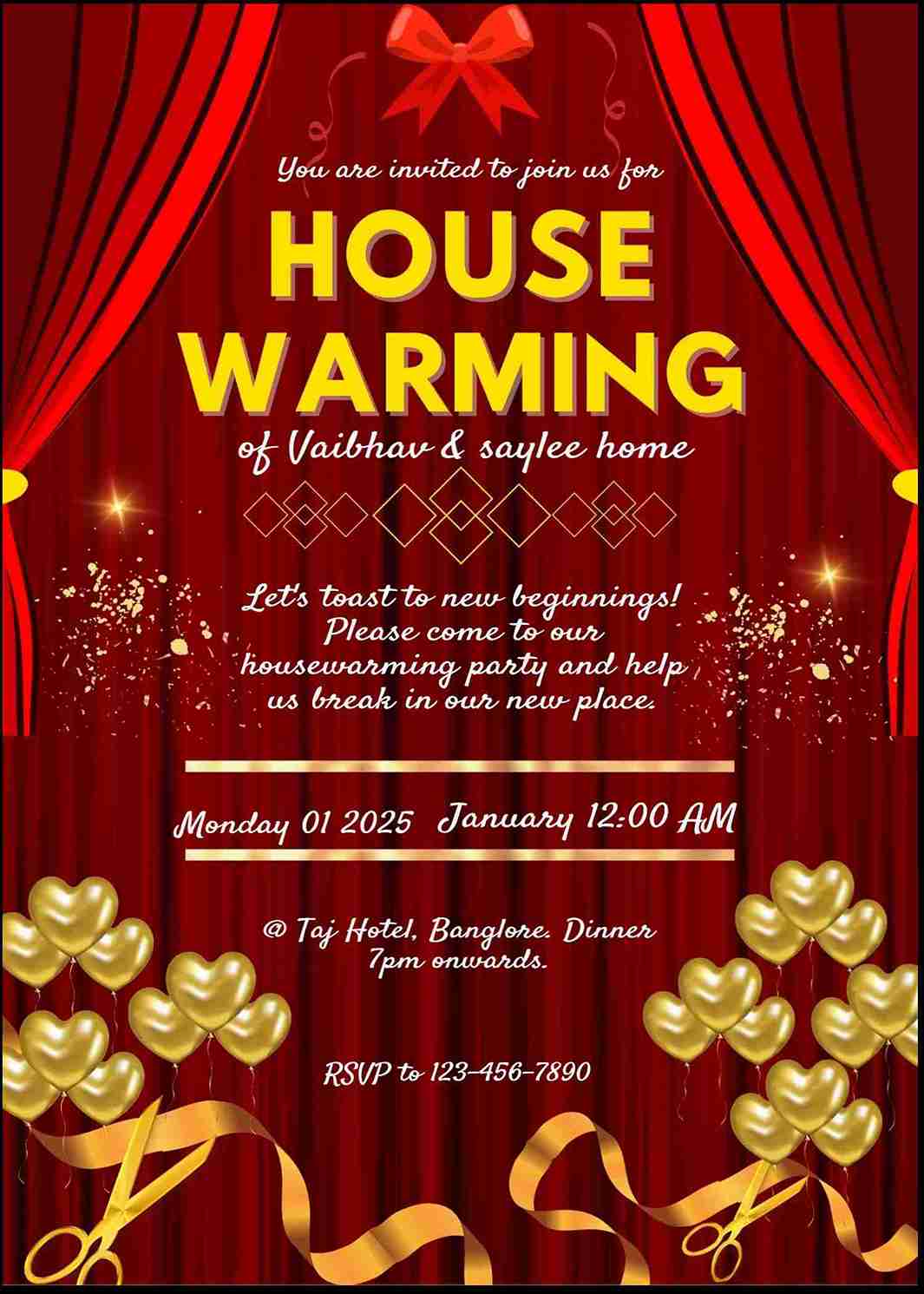 Free elegant housewarming invitation card maker - easyinvite