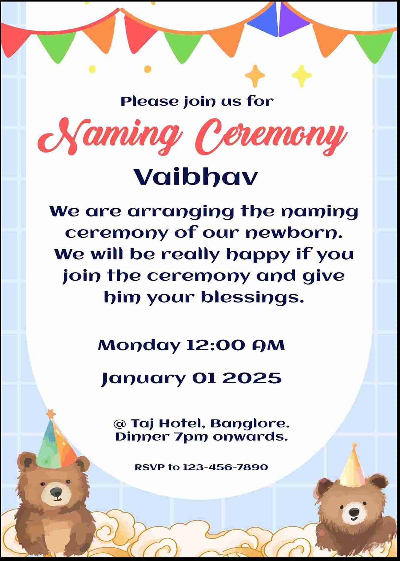Naming ceremony invitation card design online