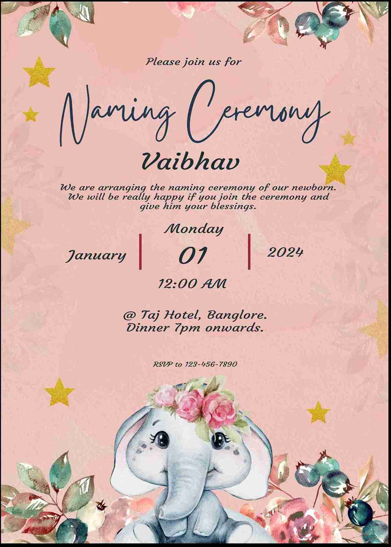 Naming ceremony invitation card maker online free